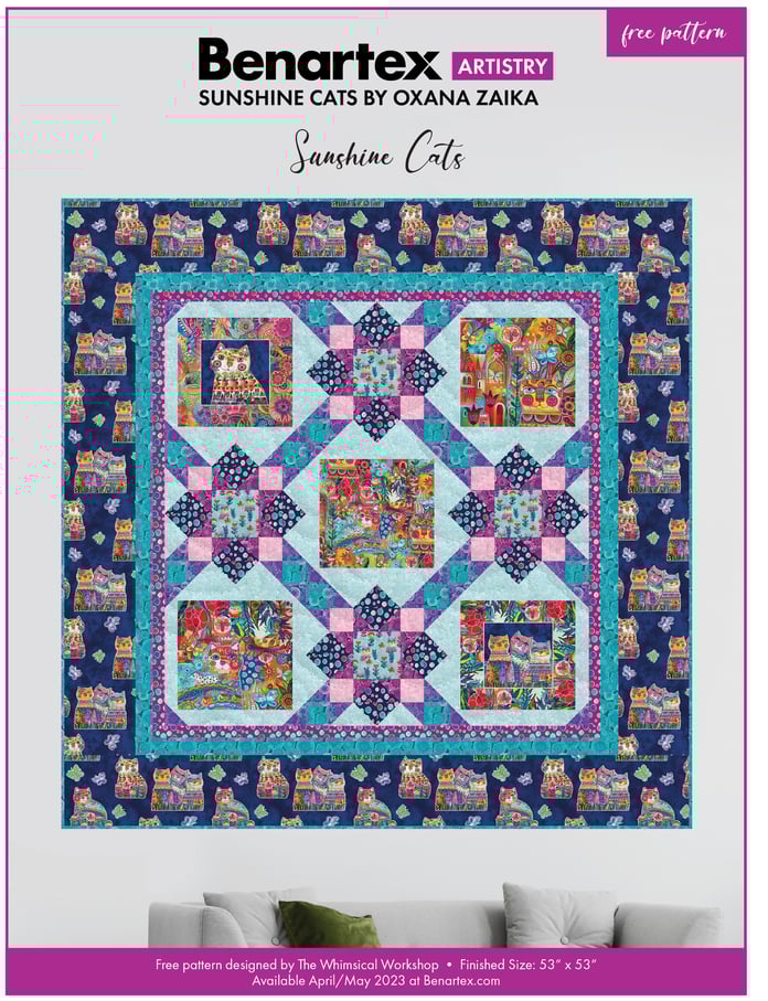 Quilt Pattern Download - Sunshine Cats (2065)